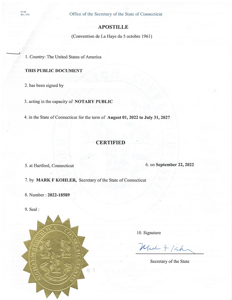 Connecticut - U.S. Apostille Services