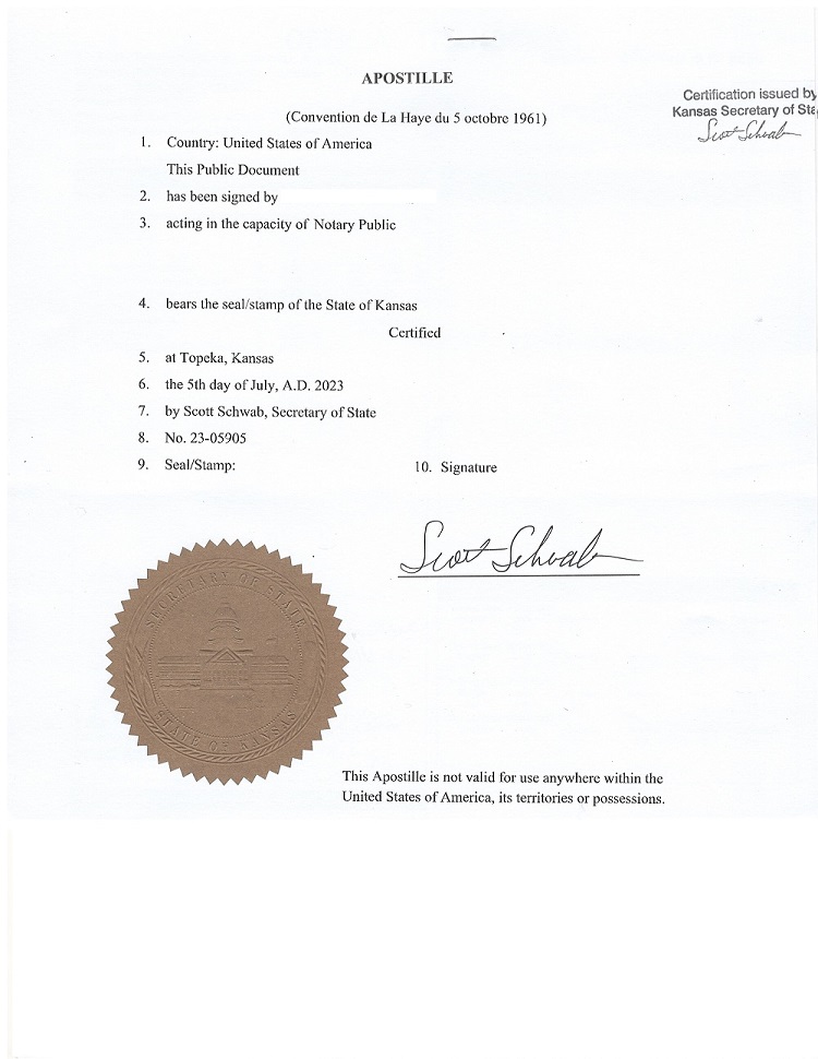 Kansas - U.S. Apostille Services
