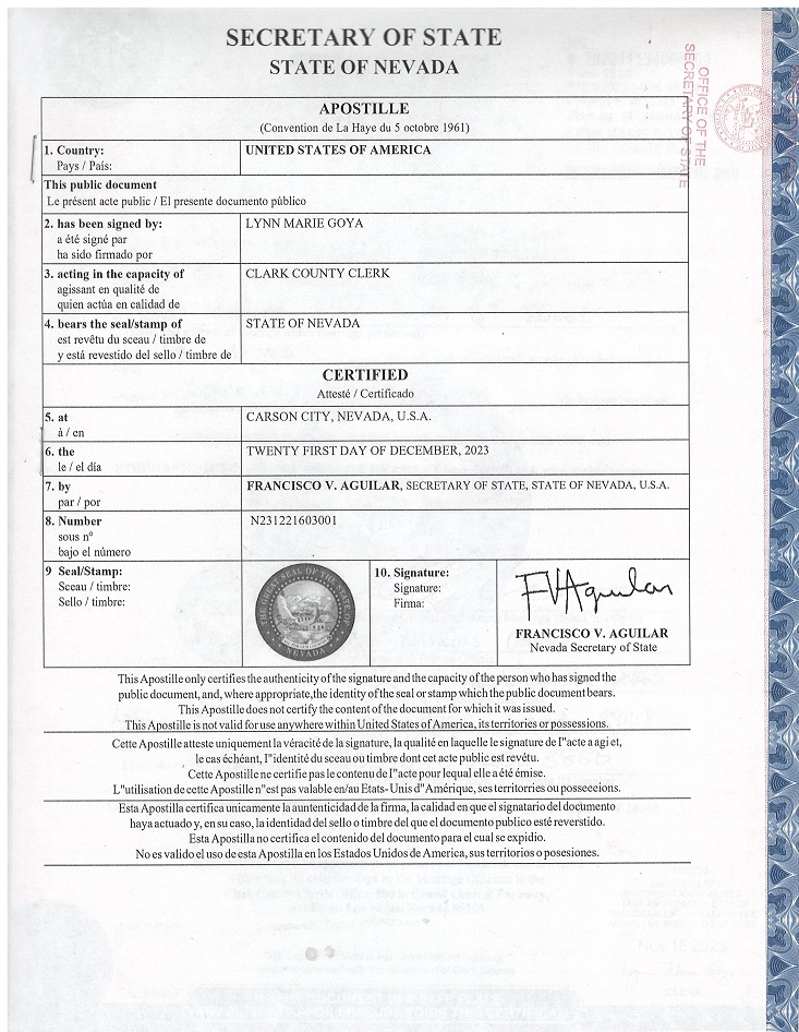 Nevada - U.S. Apostille Services