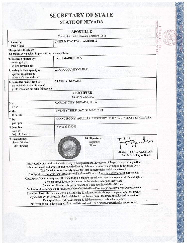 Nevada - U.S. Apostille Services