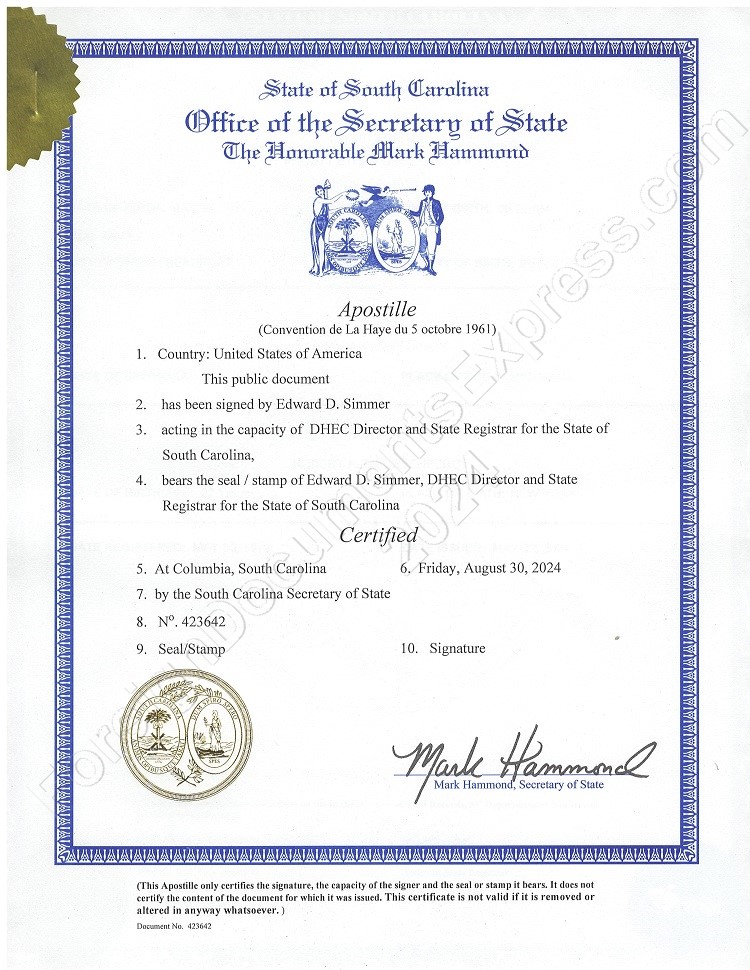 South Carolina apostille services - U.S. Apostille Services