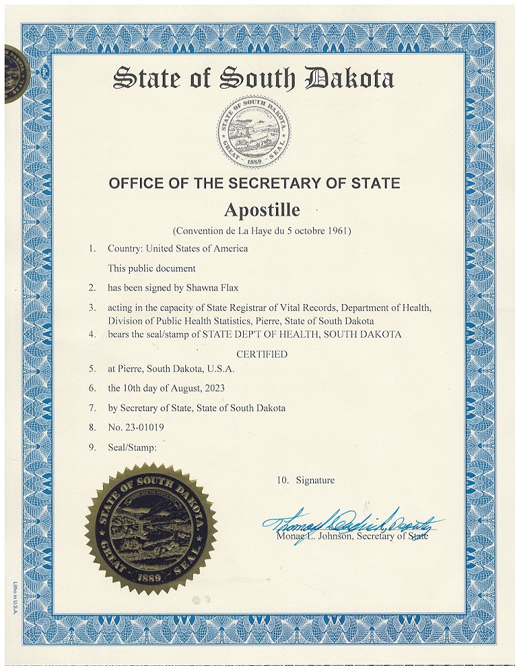 South Dakota apostille services - U.S. Apostille Services