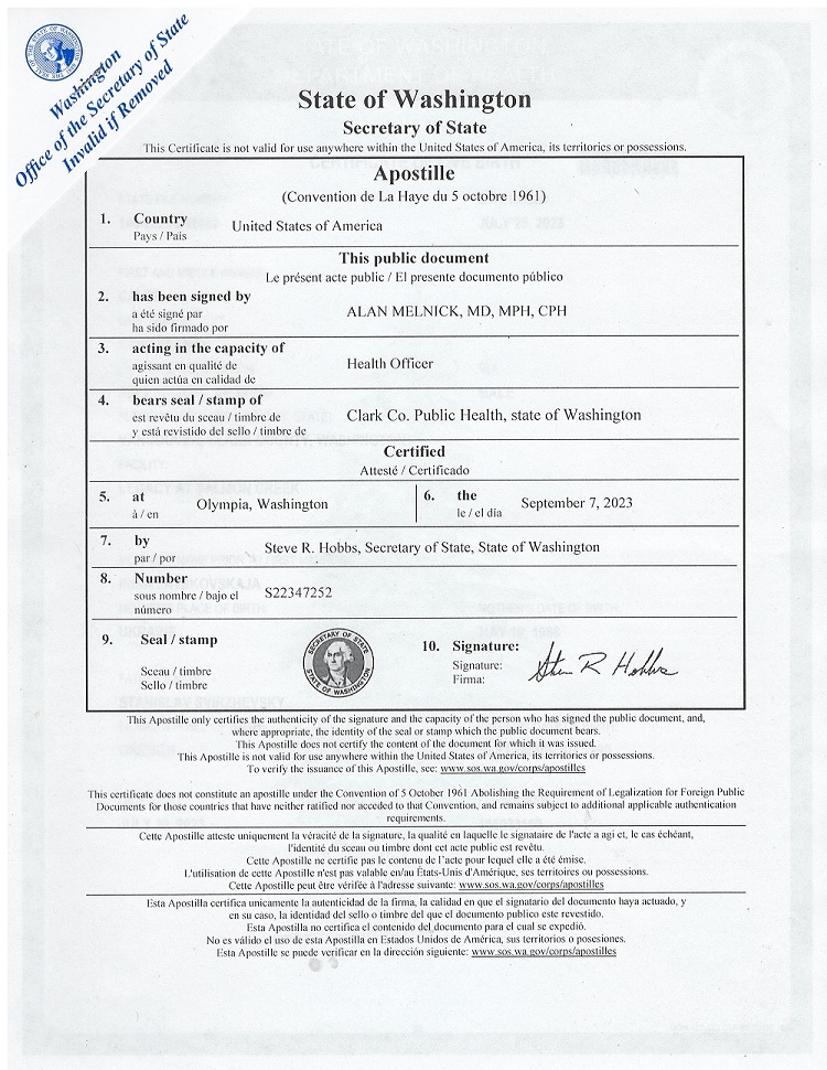 Washinton - U.S. Apostille Services
