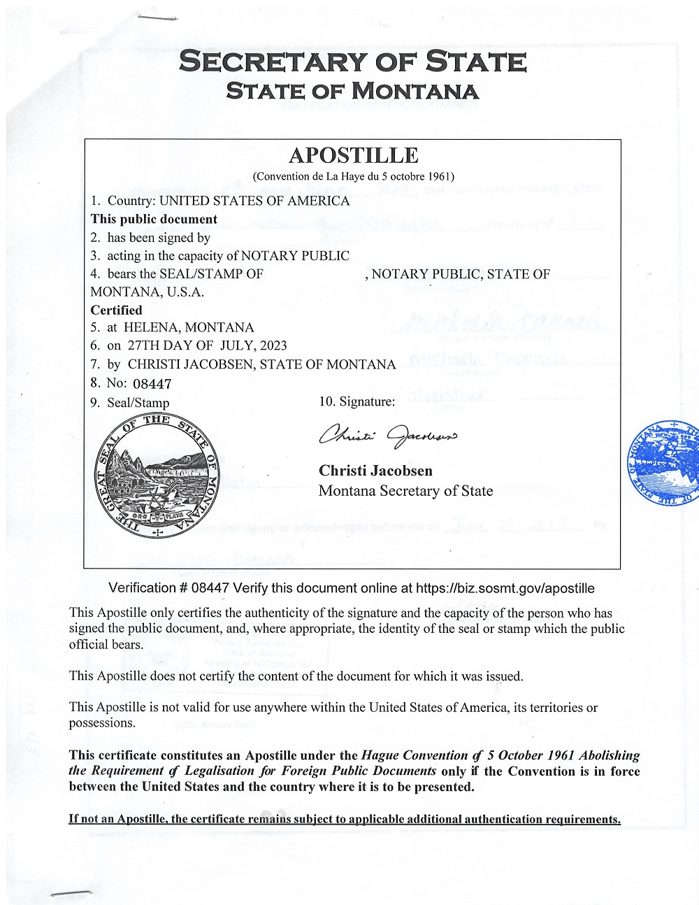 Montana - U.S. Apostille Services