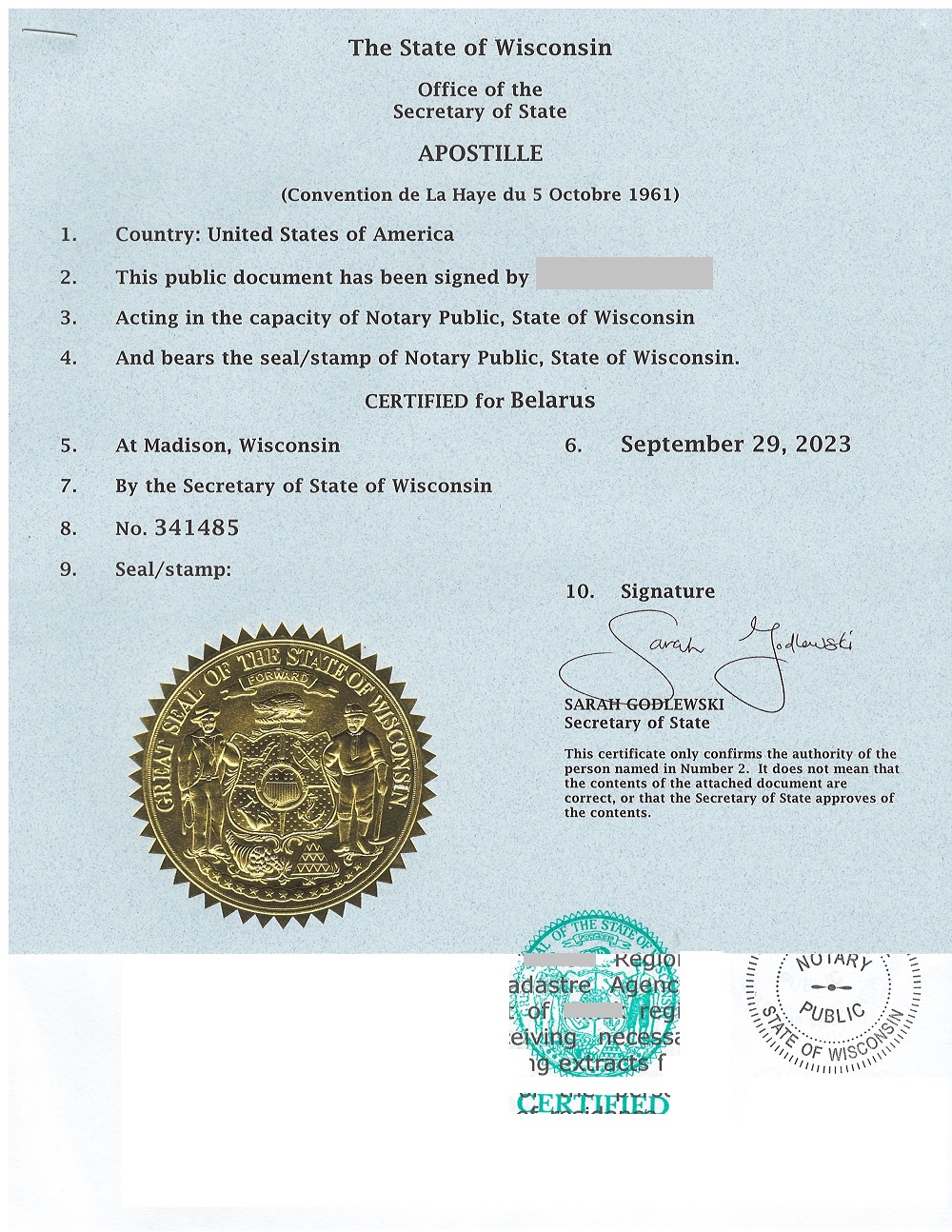 Wisconsin - U.S. Apostille Services