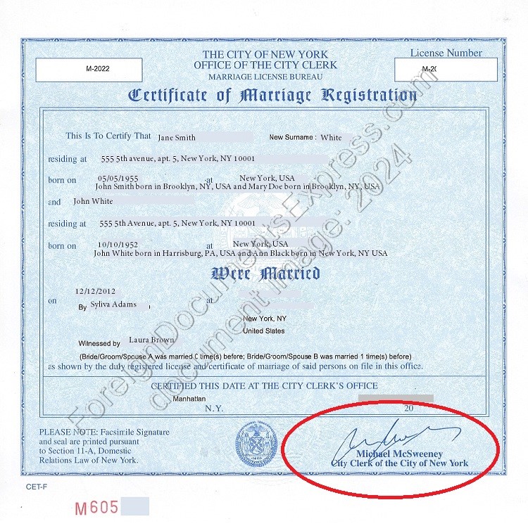 Marriage Certificate Marriage Certificate