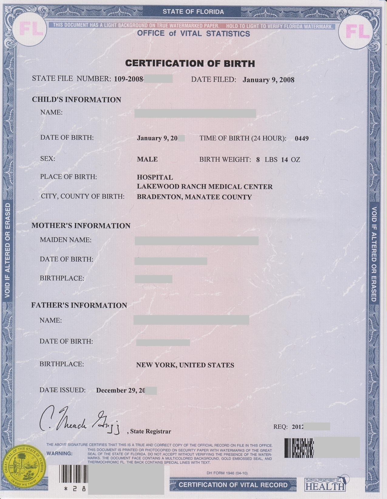 Florida Birth Certificate Apostille U S Apostille Services